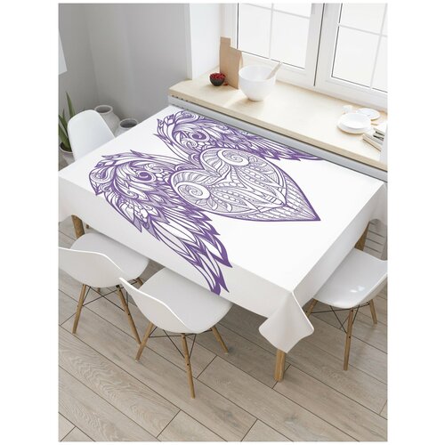 Скатерть прямоугольная JoyArty на кухонный стол "Сердце с крыльями" из оксфорда, 180x145 см