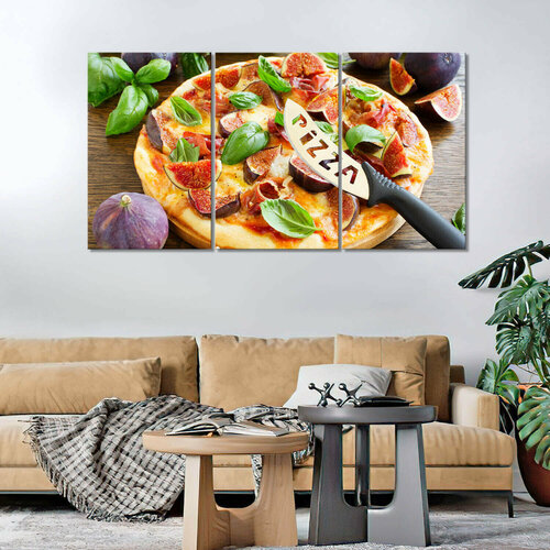 Модульная картина/Модульная картина на холсте/Модульная картина в подарок/пицца с инжиром-pizza with figs 90х50