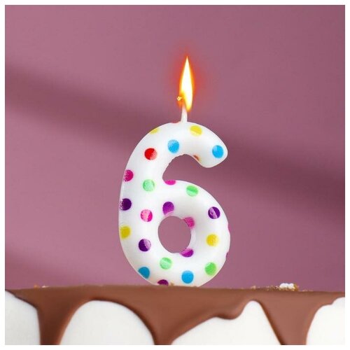 Свеча в торт на день рождения «‎Цветное конфетти»‎, цифра "6", 5.5 см