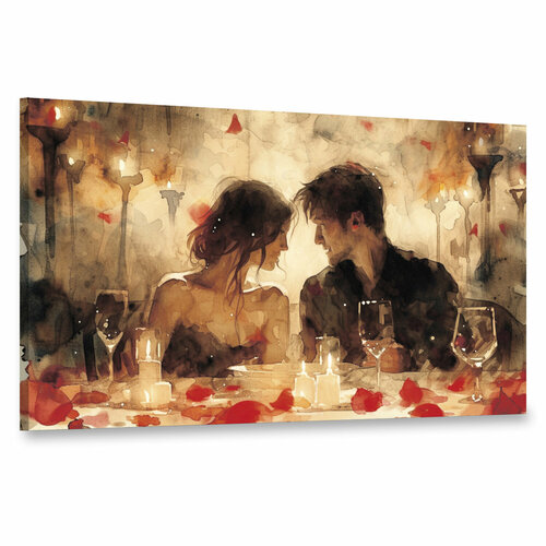 Интерьерная картина 100х60 "Романтические моменты в картине Святого Валентина"