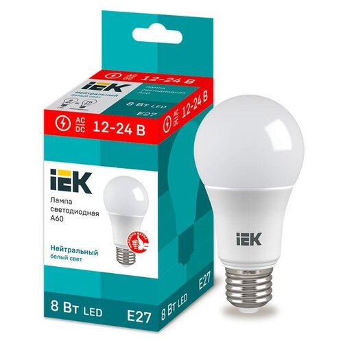 Iek LLE-A60-08-12-24-40-E27 Лампа LED A60 шар 8Вт 12-24В 4000К E27