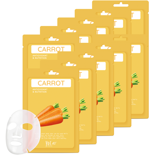 Yu.R - Маска для лица с экстрактом моркови YU.R ME Carrot Sheet Mask, 25 г - 10 шт