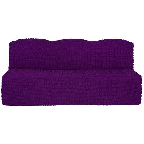 Чехол на диван трехместный, однотонный, Venera, накидка для дивана, без подлокотников, без оборки, цвет Фиолетовый