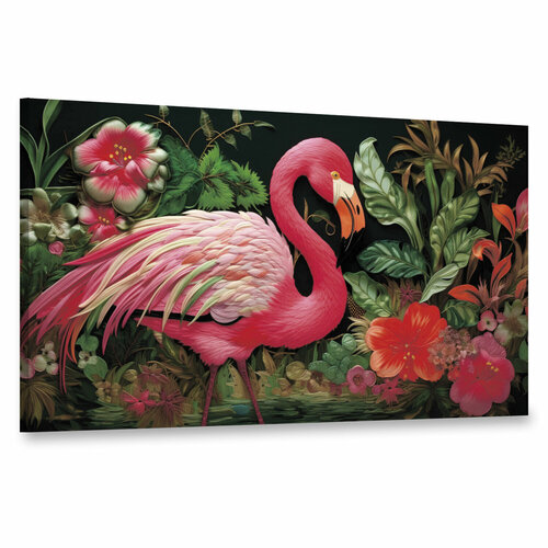 Интерьерная картина 100х60 "Розовая грация фламинго"
