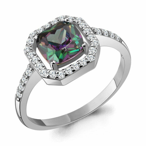 Кольцо Diamant online, серебро, 925 проба, фианит, кварц, размер 20, мультиколор