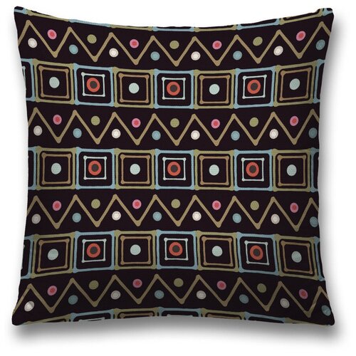 Наволочка декоративная на молнии, чехол на подушку JoyArty "Африканская геометрия" 45х45 см