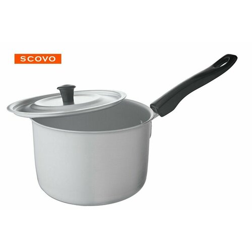 Кастрюля, ковш с крышкой 1,5 л, пластиковая ручка, алюминий Демидовский завод (scovo)