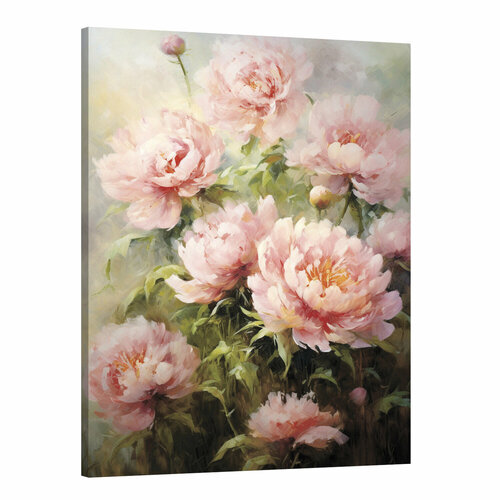 Интерьерная картина 50х70 "Розовые пионы в саду"