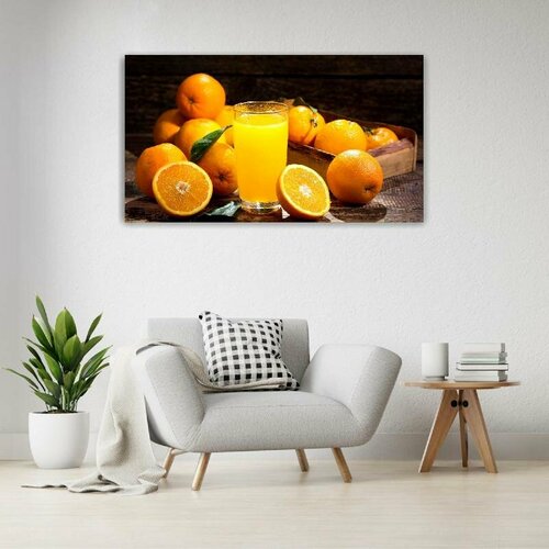 Картина на холсте 60x110 LinxOne "Апельсиновый сок сок" интерьерная для дома / на стену / на кухню / с подрамником