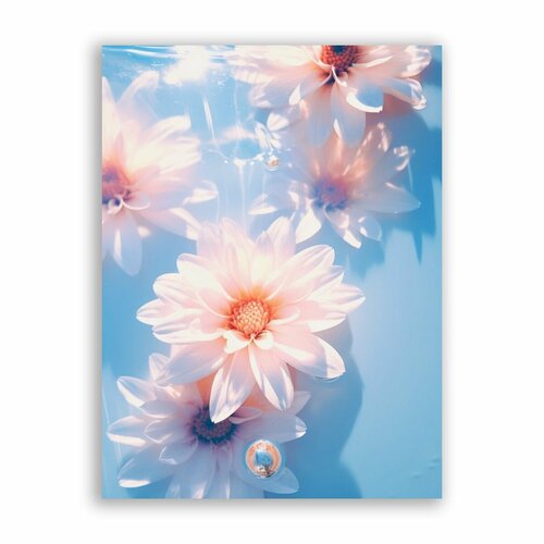Постер, плакат на бумаге / Цветы и вода / Размер 40 x 53 см