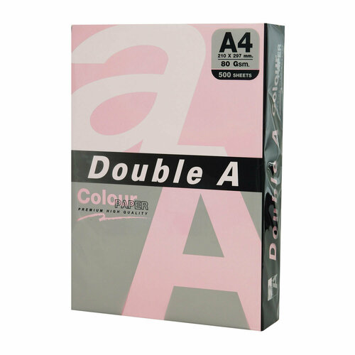 Бумага цветная DOUBLE A, А4, 80 г/м2, 500 л, пастель, розовая