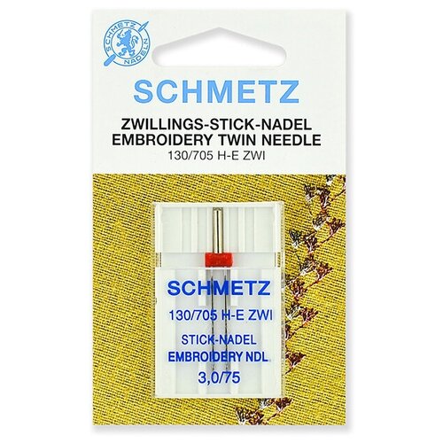 Игла для машинной вышивки "Schmetz", двойная, №75, 3 мм