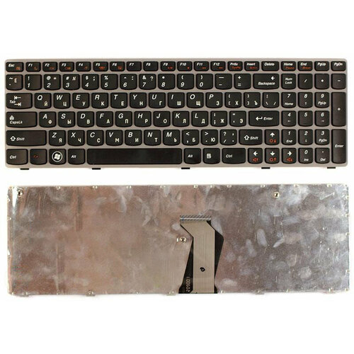Клавиатура для ноутбука Lenovo V117020AS1 черная с серой рамкой, ножка крепежа находится рядом со шлейфом