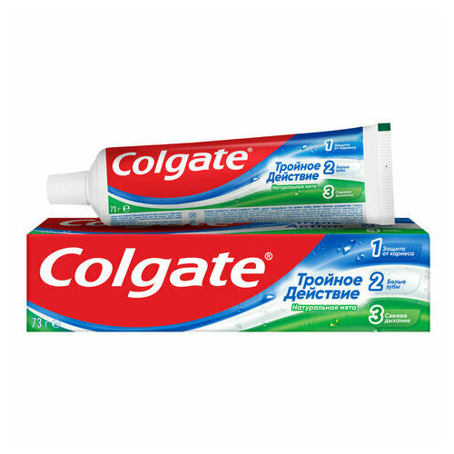 Зубная паста 50 мл COLGATE "Натуральная мята", тройное действие, с фторидом, 7891024128954 - 6 шт.