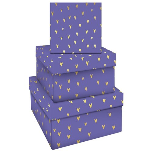 Коробка подарочная MESHU Hearts of gold, 3 шт., фиолетовый