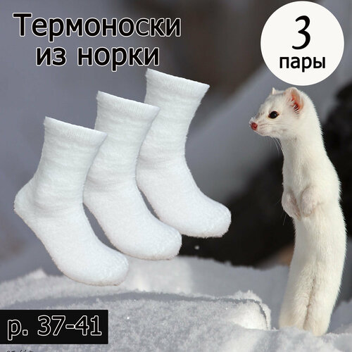 Носки RoeRue, 3 пары, размер 36-41, белый