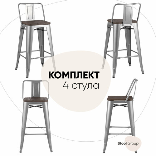 Комплект стульев STOOL GROUP Tolix Wood, металл, 4 шт., цвет: серебристый