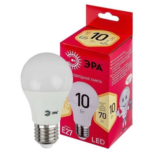 Лампа светодиодная RED LINE LED A60-10W-827-E27 R 10Вт A60 груша 2700К тепл. бел. E27 | код. Б0049634 | Эра (5шт. в упак.)