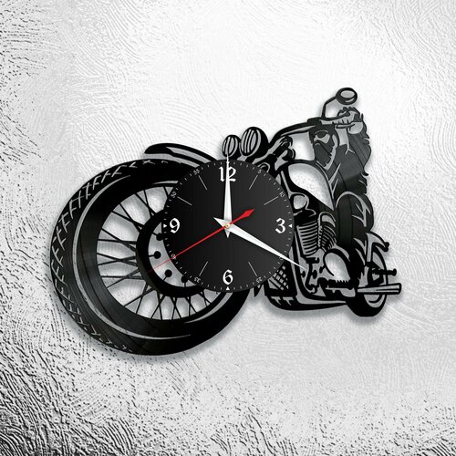 Настенные часы из виниловой пластинки с изображением мотоцикла