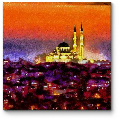 Модульная картина Сияющий Стамбул ночью 100x100