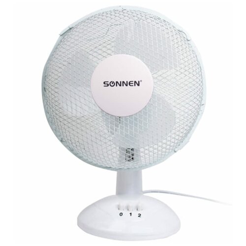 Вентилятор настольный SONNEN TF-25W-23, d=23 см, 25 Вт, на подставке, 2 скоростных режима, белый/Серый