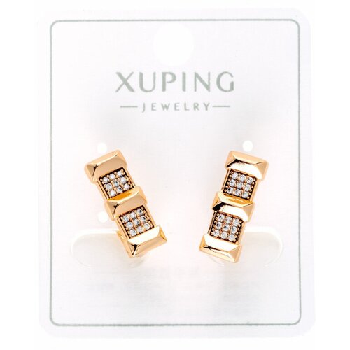 Серьги конго XUPING JEWELRY, фианит, золотой