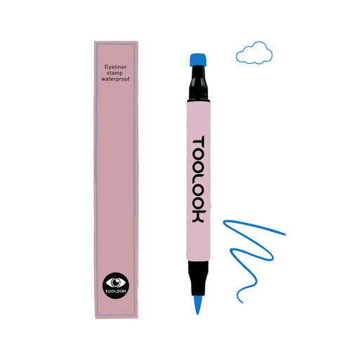 TooLook Цветная подводка фломастер для глаз со штампом Облако №18 голубая