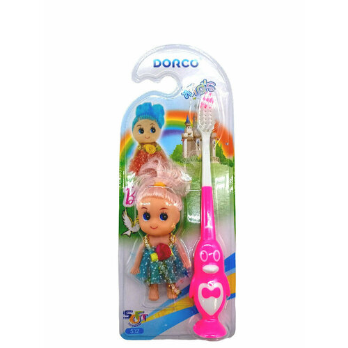 Детская зубная щетка Dorco для девочек / с куклой / розовый