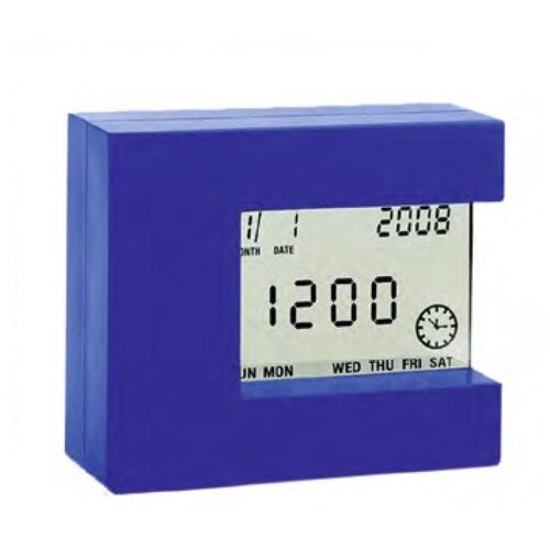 Цифровой комнатный термометр с часами Стеклоприбор Т-08, голубой (402344)
