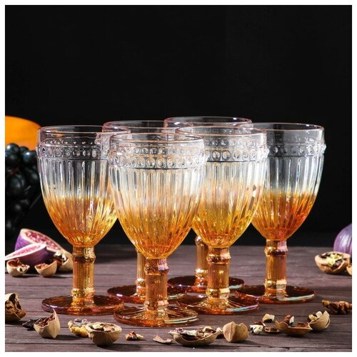 Набор бокалов стеклянных Magistro «Босфор», 250 мл, 8,5×8,5×16,5, 6 шт, цвет градиент золото