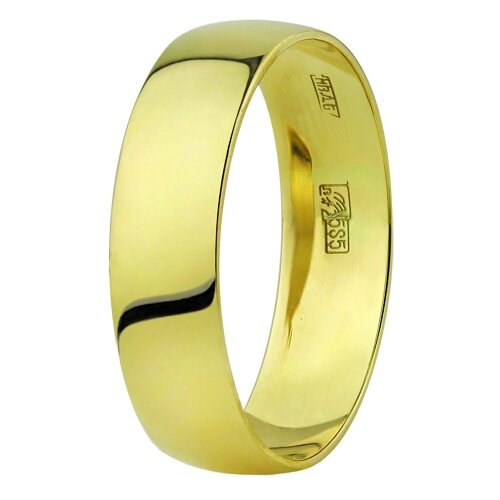 Кольцо обручальное Юверос, желтое золото, 585 проба, размер 16, белый
