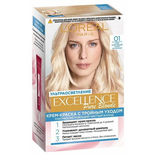 Крем-краска для волос L'Oreal Paris Excellence суперосветляющий русый натуральный тон 01, 192 мл