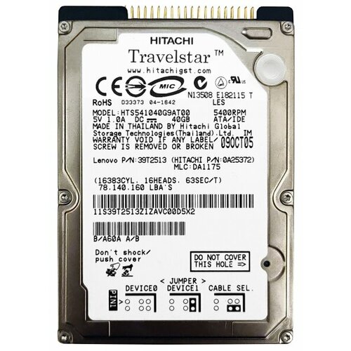 Жесткий диск Hitachi 372774-001 40Gb 5400 IDE 2,5" HDD