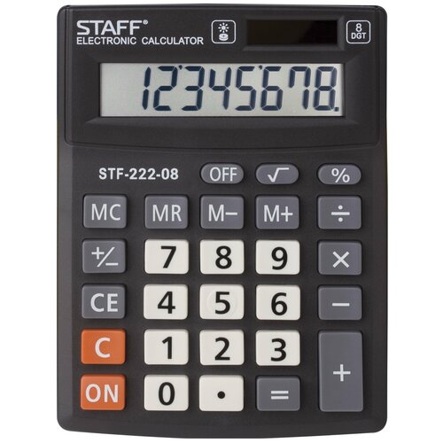 Калькулятор карманный STAFF STF-222-08, черный