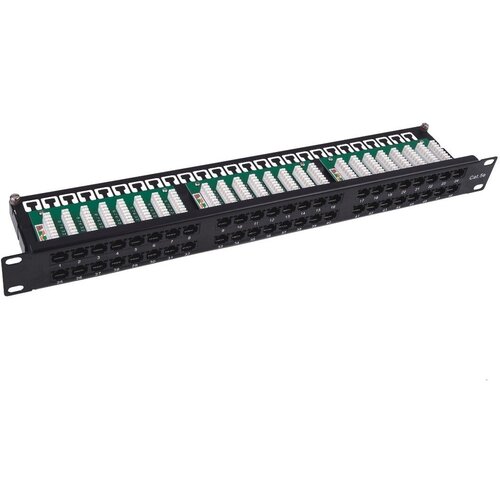 Патч-панель 19" NEOMAX [NM-PP-1U48P-UC5E-D-105-BK] 1U, 48 портов, кат.5E, UTP, Dual IDC, цвет черный