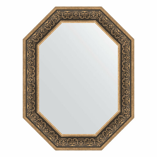 Зеркало настенное Polygon EVOFORM в багетной раме вензель серебряный, 69х89 см, для гостиной, прихожей, кабинета, спальни и ванной комнаты, BY 7239