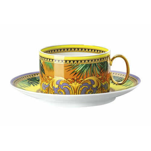 Чашка чайная с блюдцем Rosenthal Versace Мир джунглей 200 мл, 14,5 см, фарфор