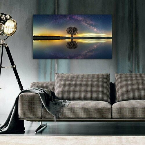 Картина на холсте 60x110 LinxOne "Озера озеро пруд природа" интерьерная для дома / на стену / на кухню / с подрамником