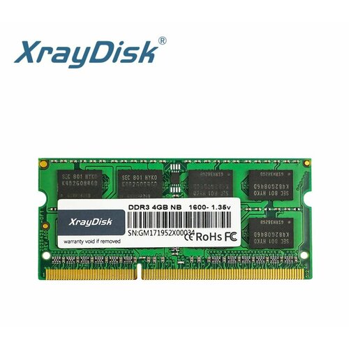 Оперативная память Xraydisk DDR 3 SODIMM 4 GB 1,35V 1600Mhz для ноутбука