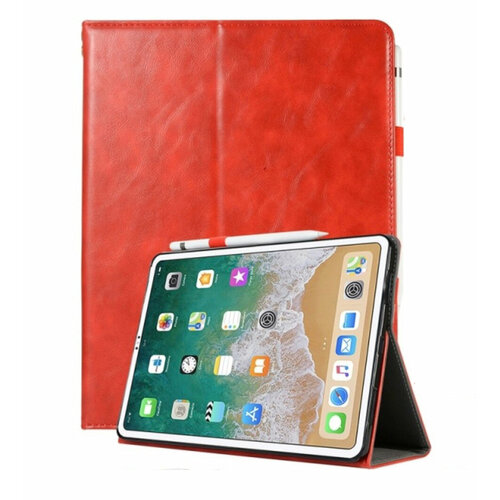 Чехол-книжка MyPads для iPad Pro 11 (2018) A1979, A1934, A2013 с визитницей и крепежом для стилуса из качественной импортной кожи красный