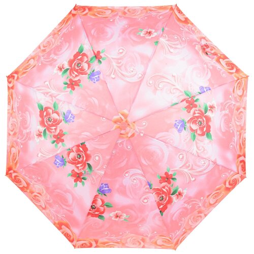 Зонт Rain Lucky, полуавтомат, 3 сложения, купол 98 см, 8 спиц, система «антиветер», для женщин, розовый