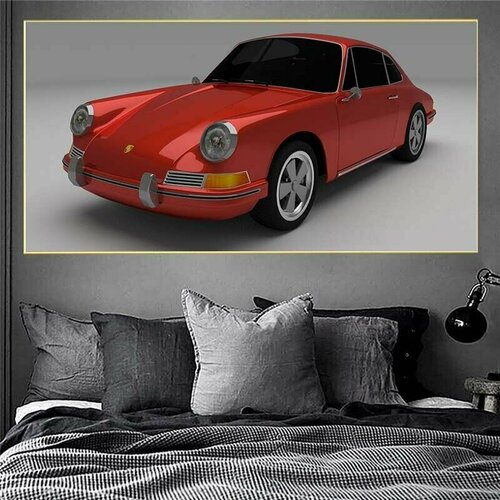 Картина интерьерная 3D машина Porsche 1 красная 50х80 см. арт Porshe_1_50x80