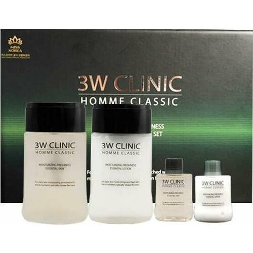 Набор уходовый для мужской кожи 3W Clinic Homme Classic Moisturizing Freshness Essential 2 Items (150 мл*2 шт/30 мл*2 шт)