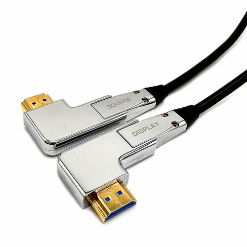 Угловой HDMI v2.0b кабель оптический 4K HDR со съёмным наконечником Pro-HD Expert 50 метров