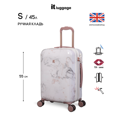 Чемодан IT Luggage, 45 л, размер S+, золотой, розовый