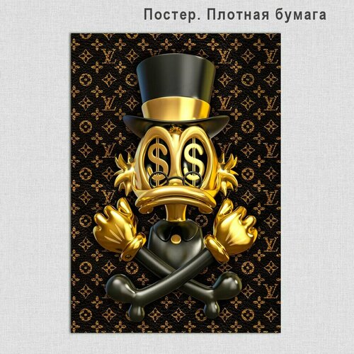 Постер, плакат Скрудж МакДак черно-золотой и кулаки 60х80см