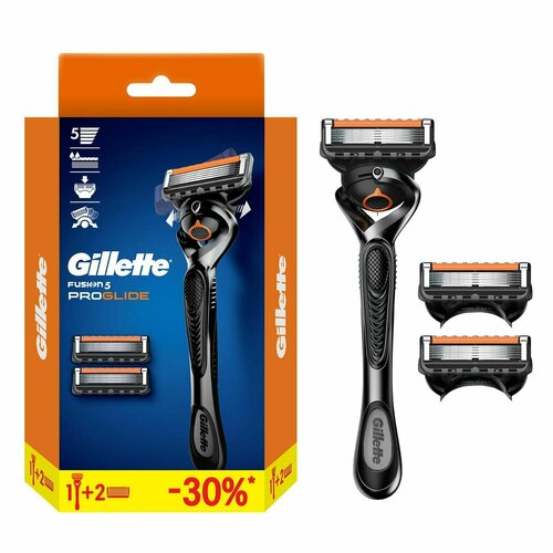 Подарочный набор: Gillette Fusion5 ProGlide мужская бритва , 3 кассеты, с 5 лезвиями, с углеродным покрытием, с технологией Flexball, с триммером