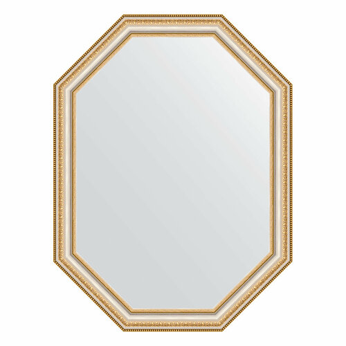 Зеркало настенное Polygon EVOFORM в багетной раме золотые бусы на серебре, 61х81 см, для гостиной, прихожей, спальни и ванной комнаты, BY 7051