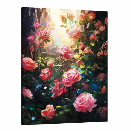 Интерьерная картина 50х70 "Розы в сказочном лесу"