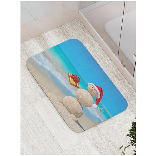 Коврик JoyArty противоскользящий "Песочный снеговик у прибоя" для ванной, сауны, бассейна, 77х52 см